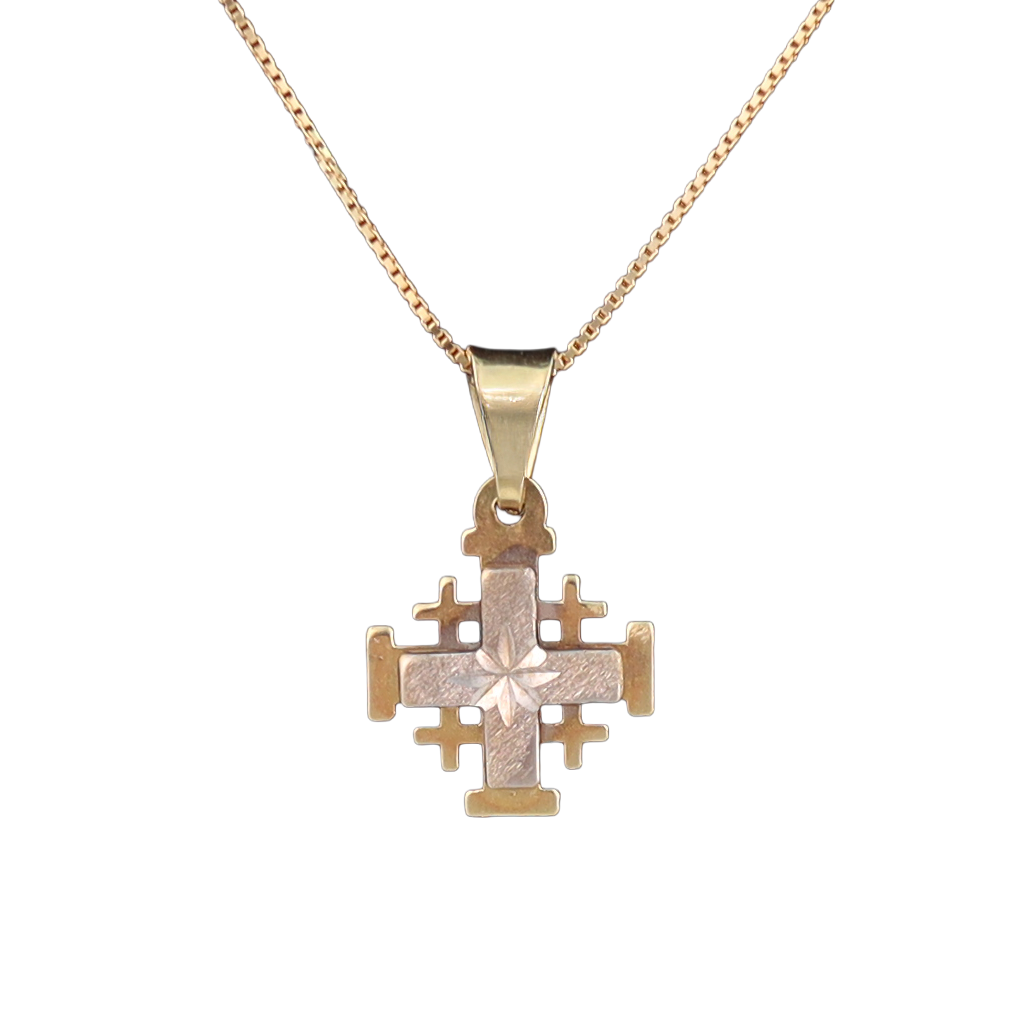 Jerusalem Cross 2-Tone 14K Gold – Holyland Marketplace