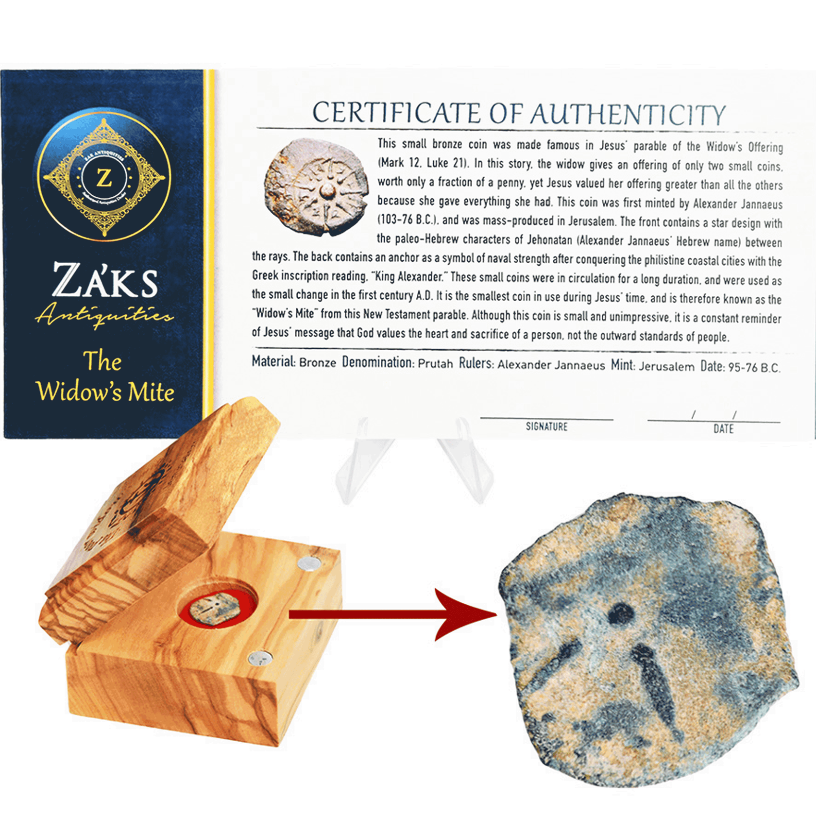 Genuine Widow's Mite in Olive Wood Box ( Various Boxes) – Holyland ...