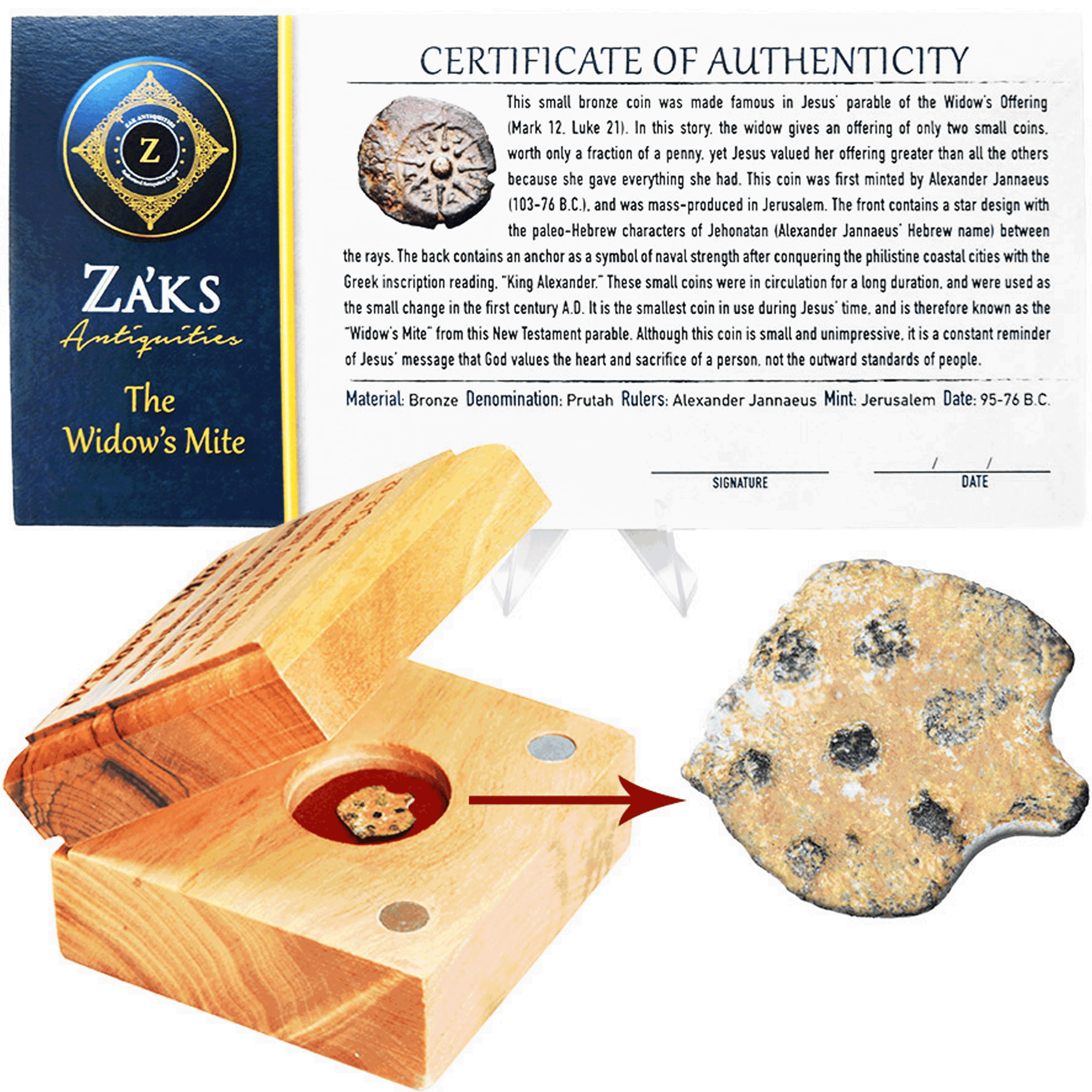 Genuine Widow's Mite in Olive Wood Box ( Various Boxes) – Holyland ...