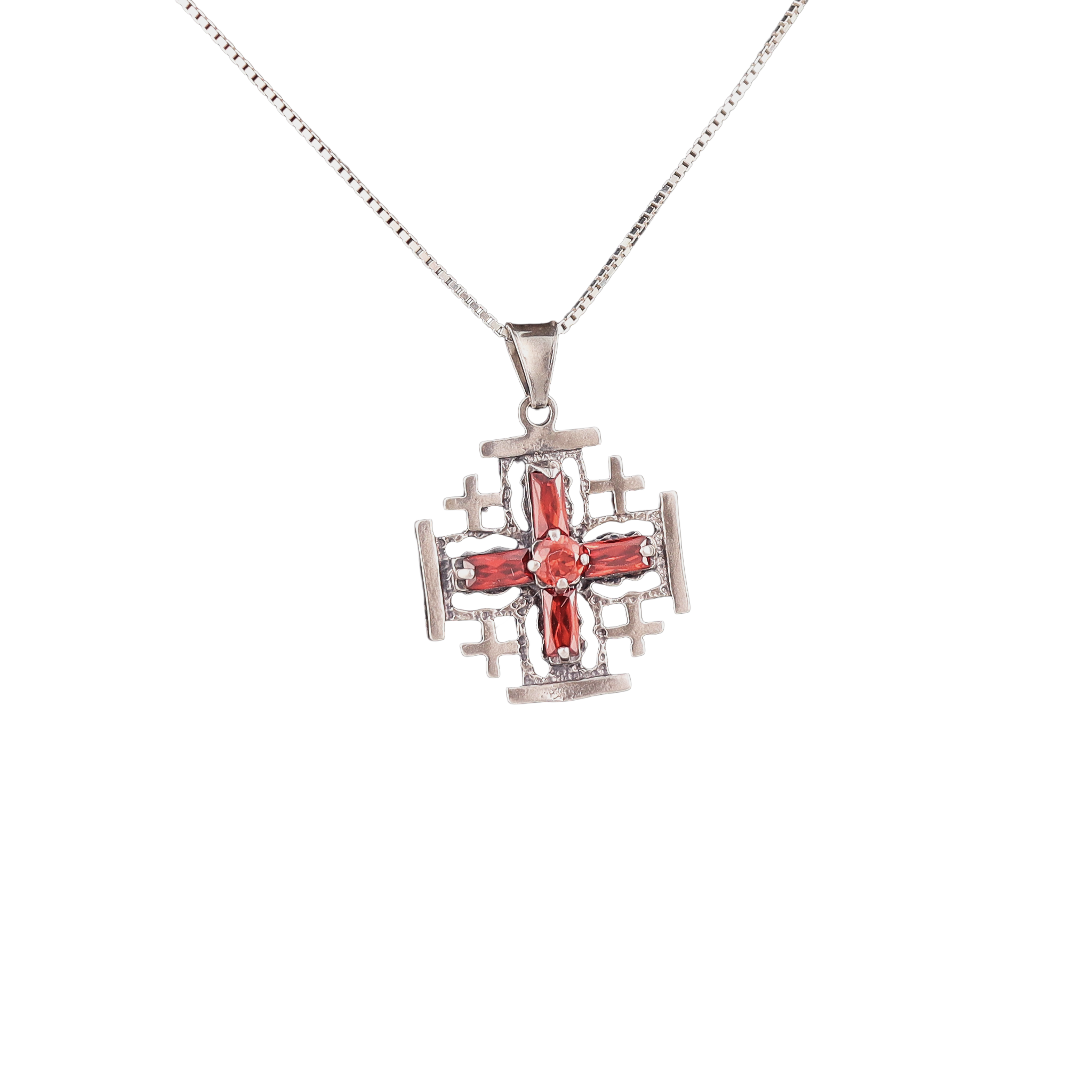 Jerusalem Cross Pendant with Garnets (Various Designs) – Holyland ...